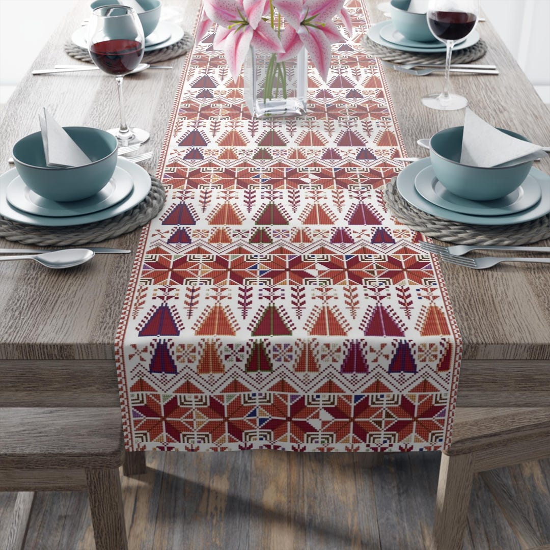 Palestinian Printed. Tatreez Table Runner (cotton, Poly), Palestine ...