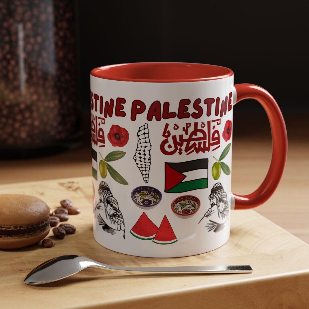 Palestine Theme Accent Coffee Mug (11, 15oz), Palestinian Coffee Cup ...