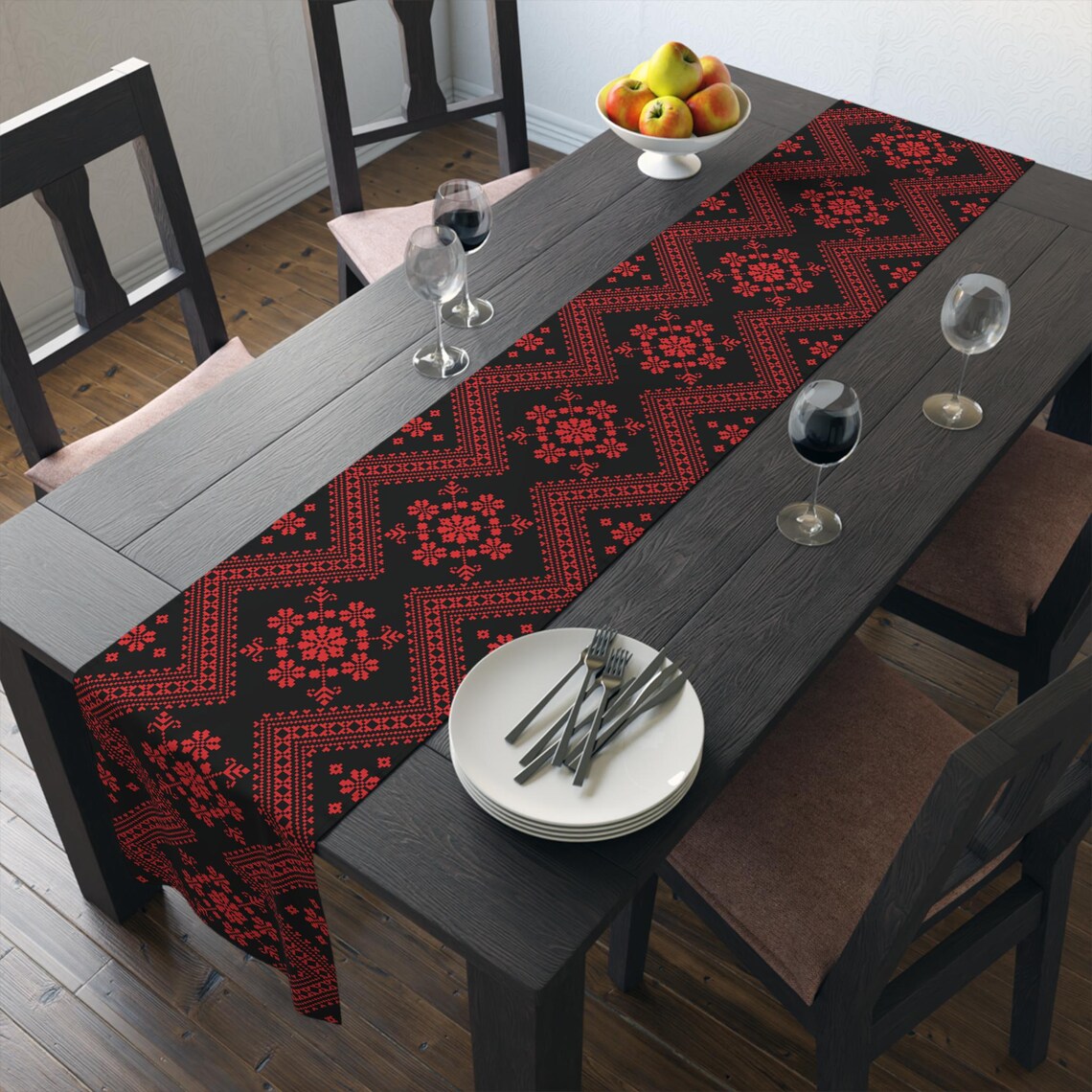 Palestine Tatreez Printed Embroidery Table Runner Polyester Home Decor ...