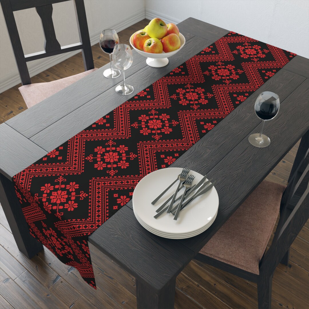 Palestine Tatreez Printed Embroidery Table Runner Polyester Home Decor ...