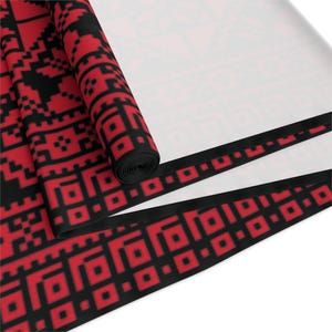 Printed Red Tatreez Table Runner (cotton, Poly), Henna Table Runner ...