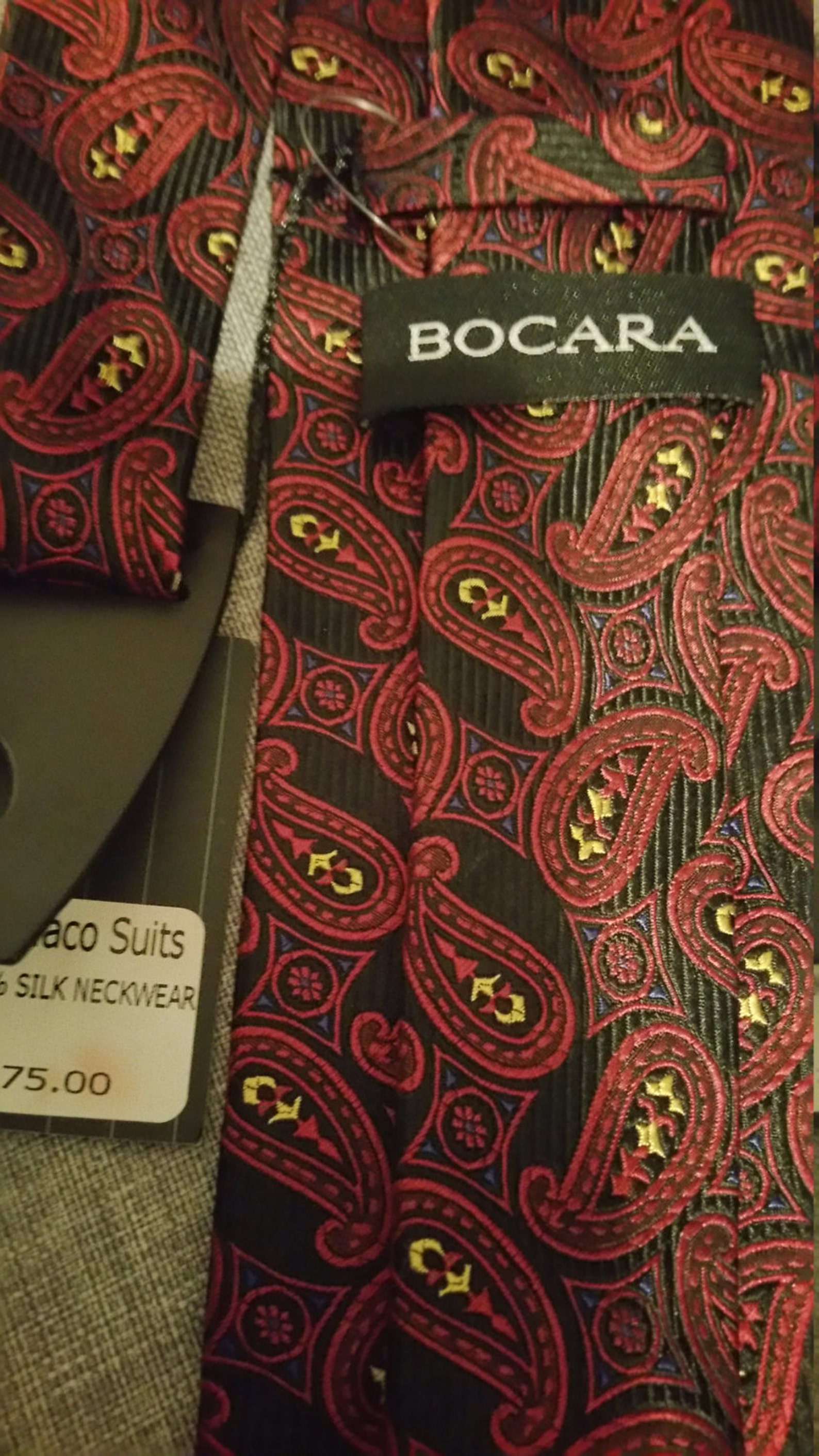 Bocara Black With Red and Yellow Paisley Print Necktie NWT - Etsy