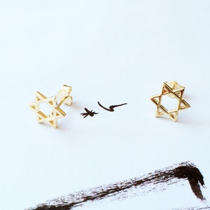 Gold Hexagram Stud Earring Six Pointed Star Earring Earring - Etsy