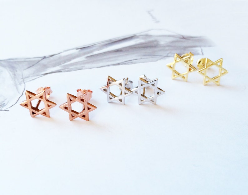 Gold Hexagram Stud Earring Six Pointed Star Earring Earring | Etsy