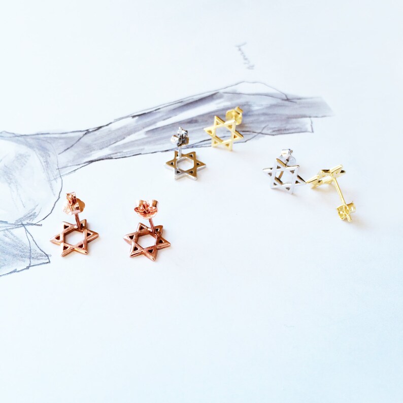 Gold Hexagram Stud Earring Six Pointed Star Earring Earring | Etsy