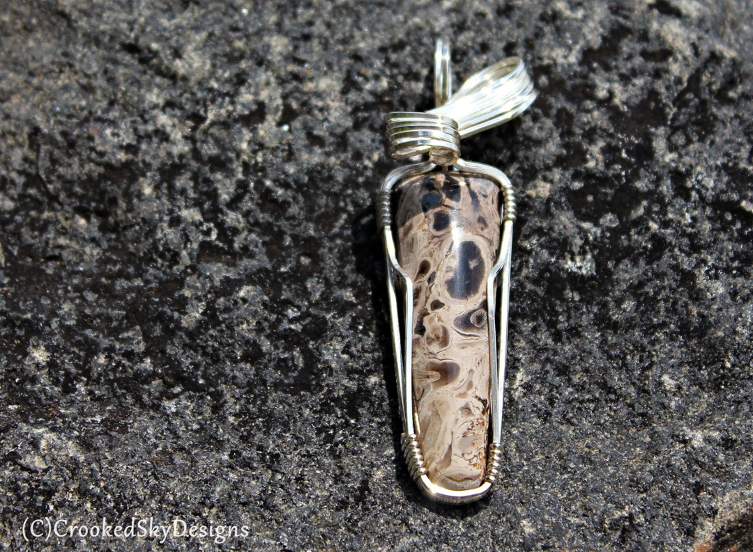 Indonesian Agatized Palm Root Pendant in Sterling Silver Wire - Etsy