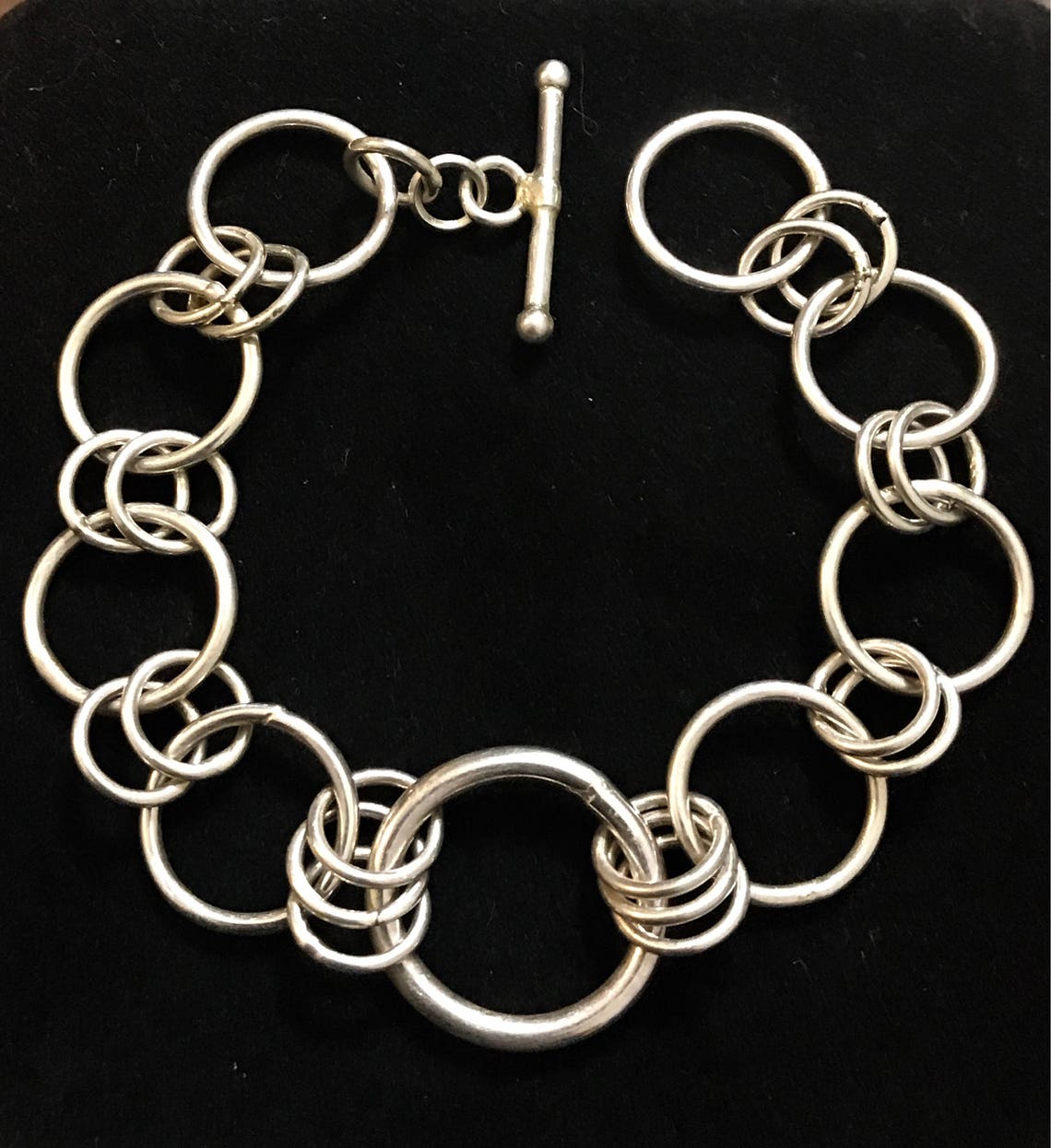 Sterling Silver Link Bracelet - Etsy