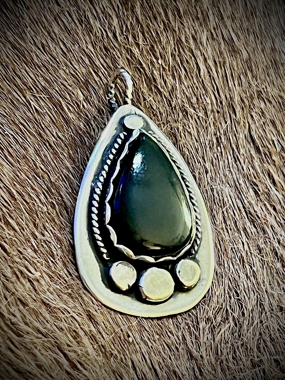 Mexican Green Obsidian Pendant - Etsy