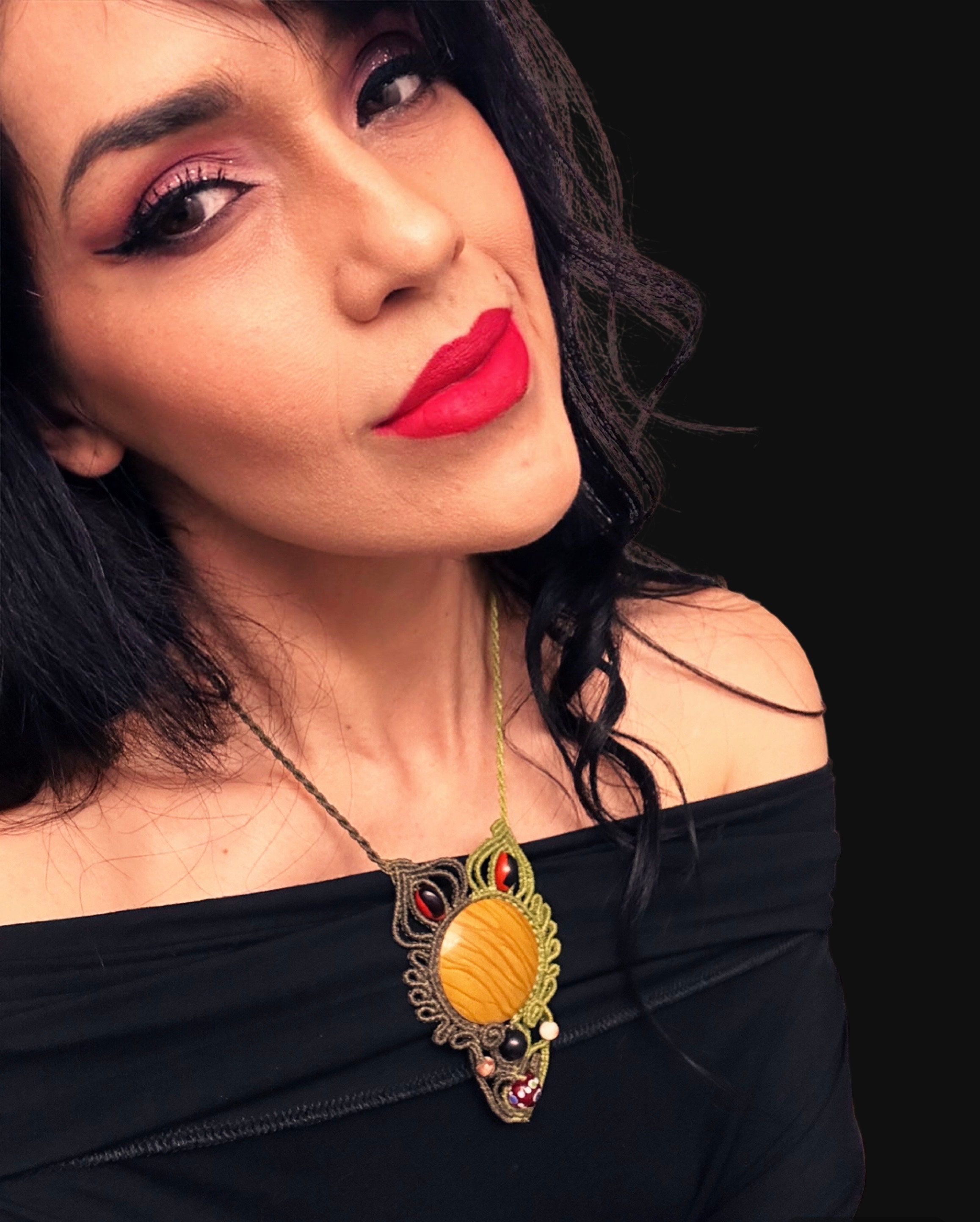 Earth's Harmony: Handmade Macrame Necklace With Brown Jasper Gemstone - Etsy