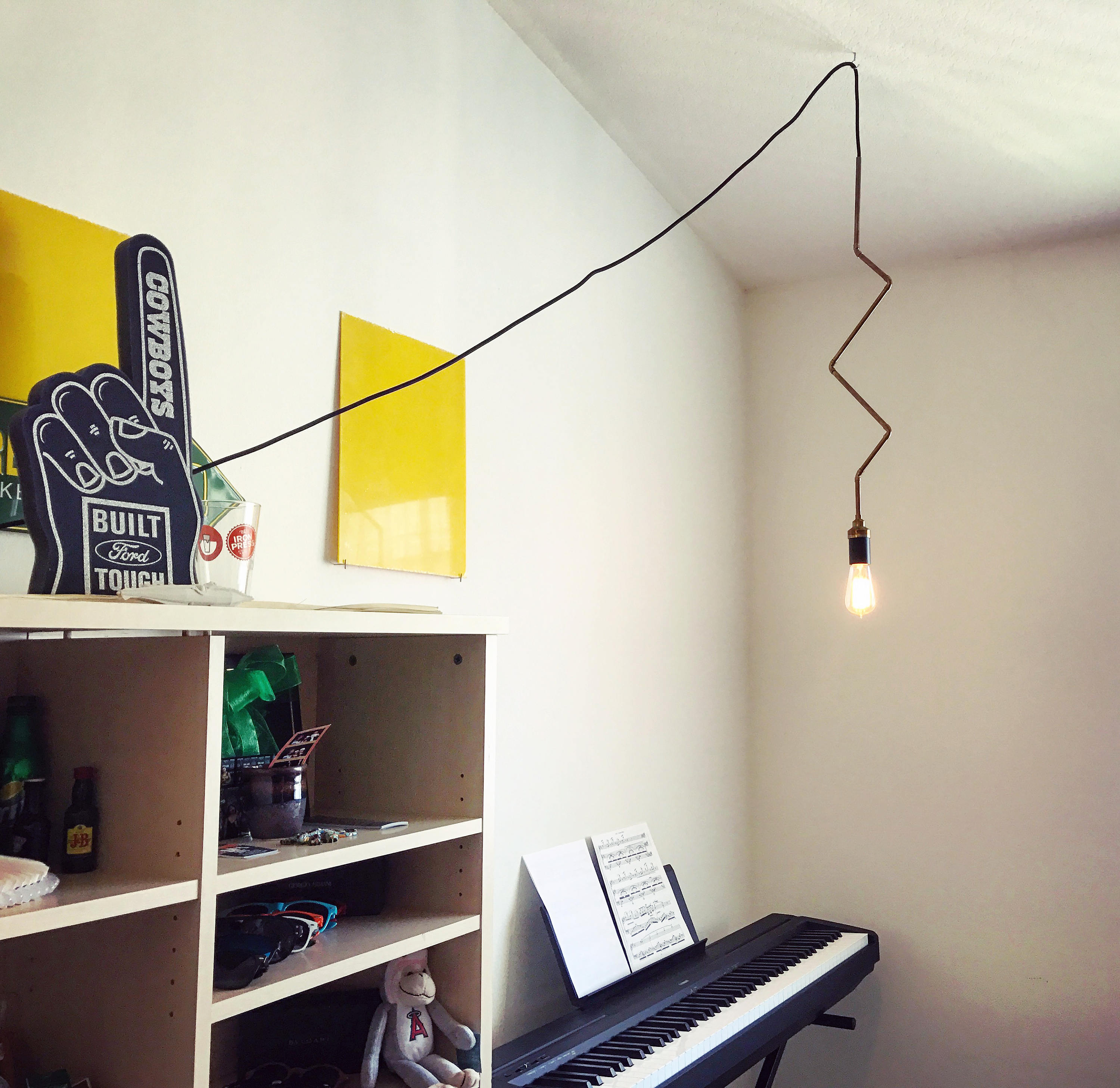 Plug-in Pendant Light Industrial Lighting Geometric Copper Plug in Lamp ...