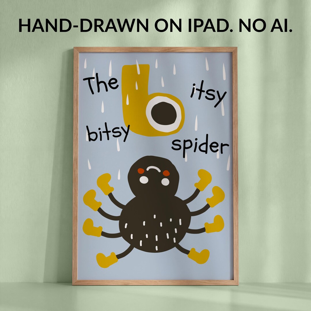 Nursery Rhyme Wall Art Poster: the Itsy Bitsy Spider, Kids Print ...