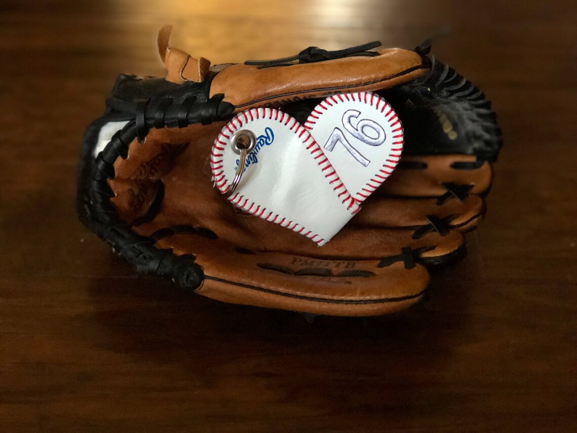 Personalized Leather Baseball Heart Keychainsgreat Baseball - Etsy