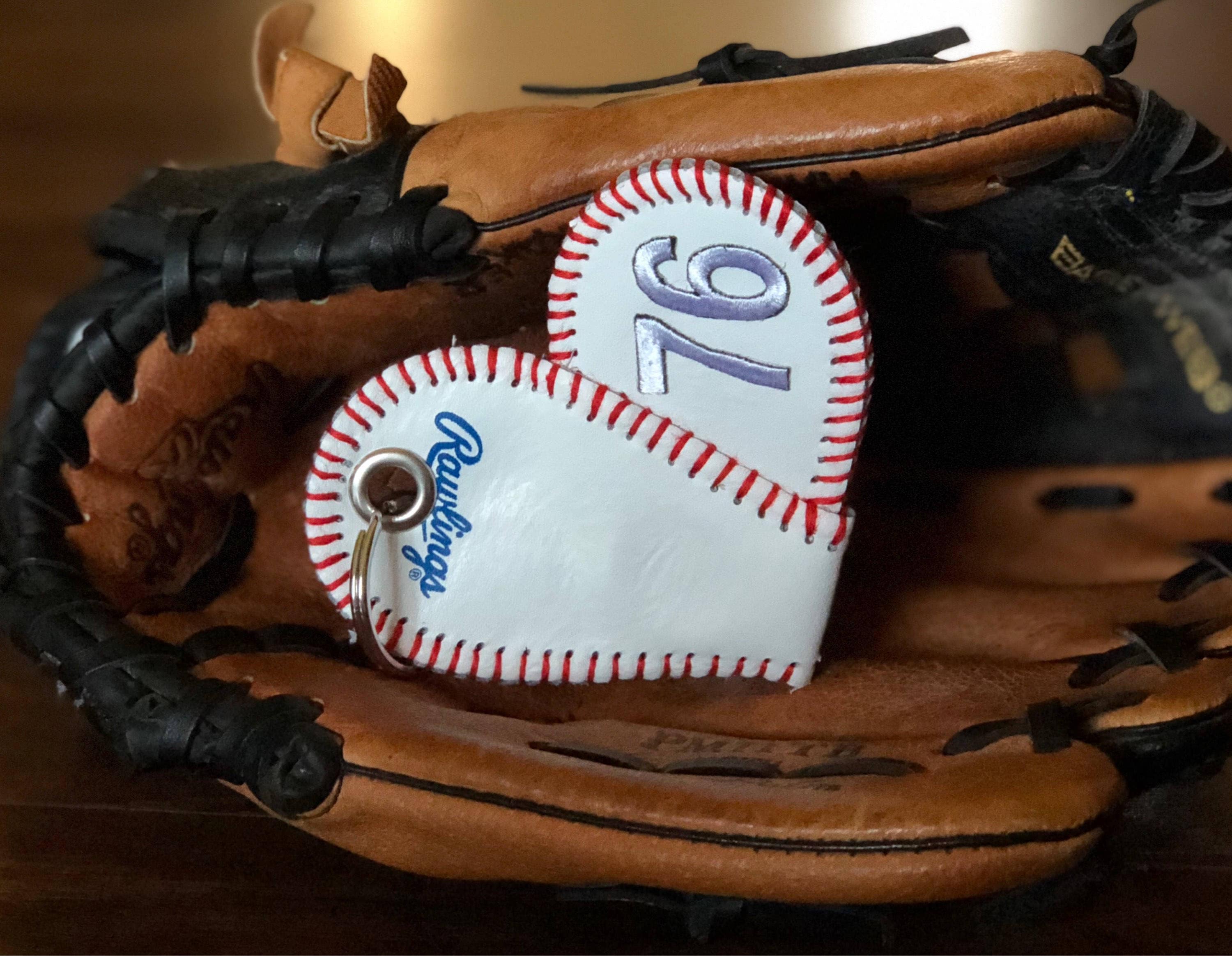 Personalized Leather Baseball Heart Keychainsgreat Baseball - Etsy