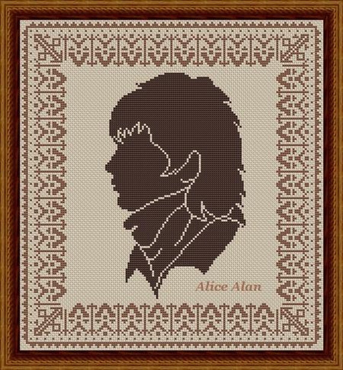 Cross stitch pattern portrait young man guy profile silhouette | Etsy