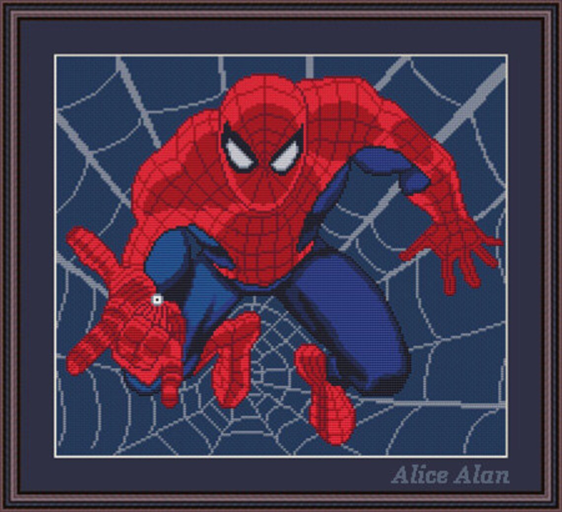Cross Stitch Pattern Spiderman Superhero Red Blue Marvel | Etsy