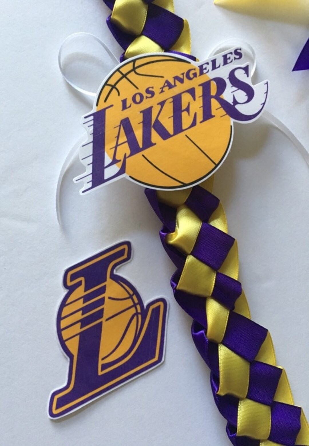 Los Angeles LAKERS Themed Hawaiian Ribbon LEI - Graduation Birthday ...