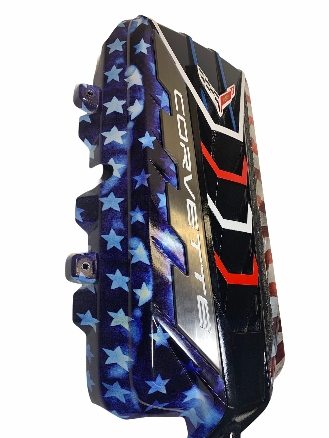 Custom Hydro Dipped 2020+ Corvette Engine Cover Stars and Stripes W Red ...