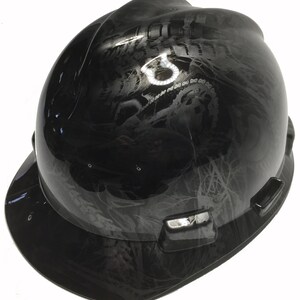 Custom Hard Hat Metallic Graphite Bio Mechanical Hydro Dipped MSA V ...