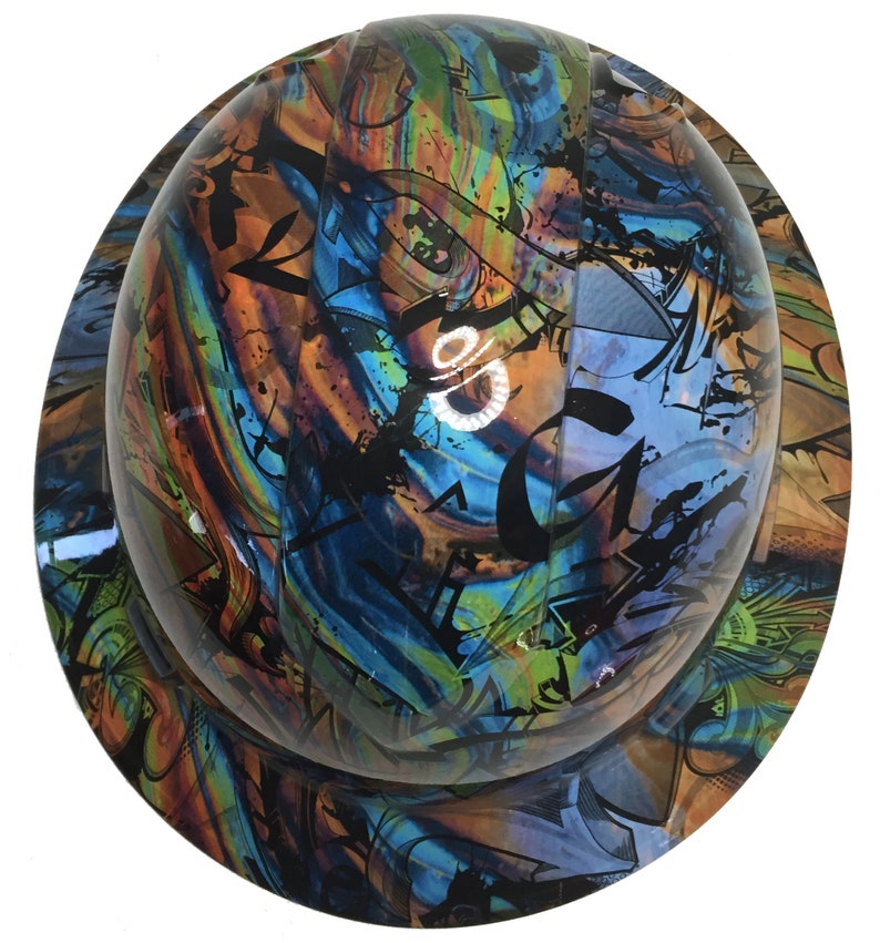 Custom Hard Hat Oil Slick Graffiti Full Brim Ridgeline - Etsy