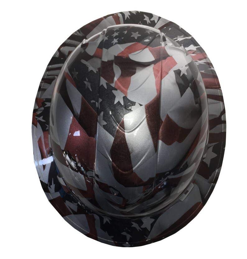 Custom Hard Hat Metallic Silver American Flags Full Brim | Etsy