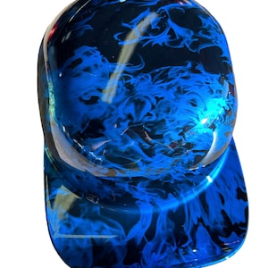 Custom Hydro Dipped Diamond Blue Flames Doughboy Mikes Pro Lid Novelty ...