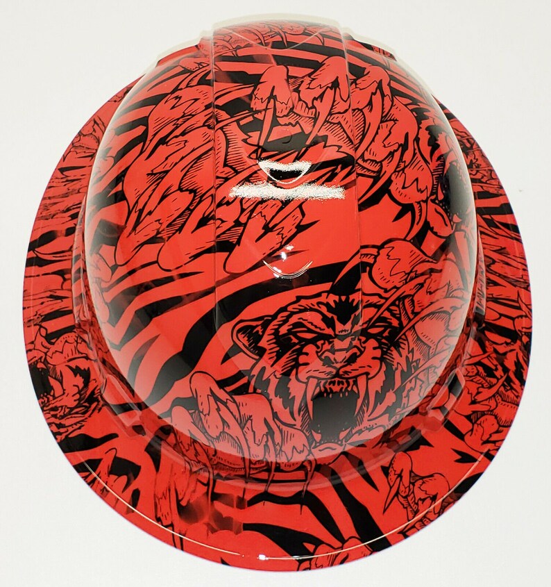 Custom Hydro Dipped Hard Hat Red King Tiger Full Brim | Etsy