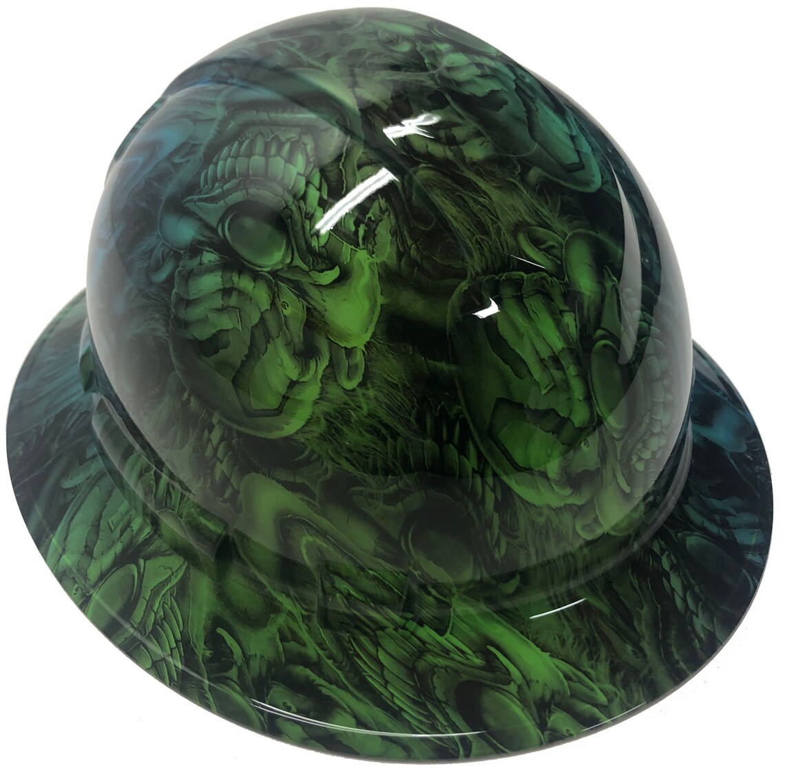 Custom Hard Hat Two Toned Blue & Green Boss Skulls Full Brim | Etsy