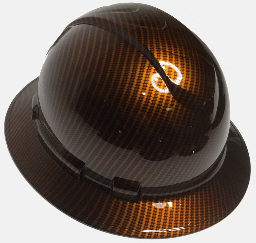 Custom Hard Hat Copper Kandy Carbon Fiber Hydro Dipped Full Brim ...