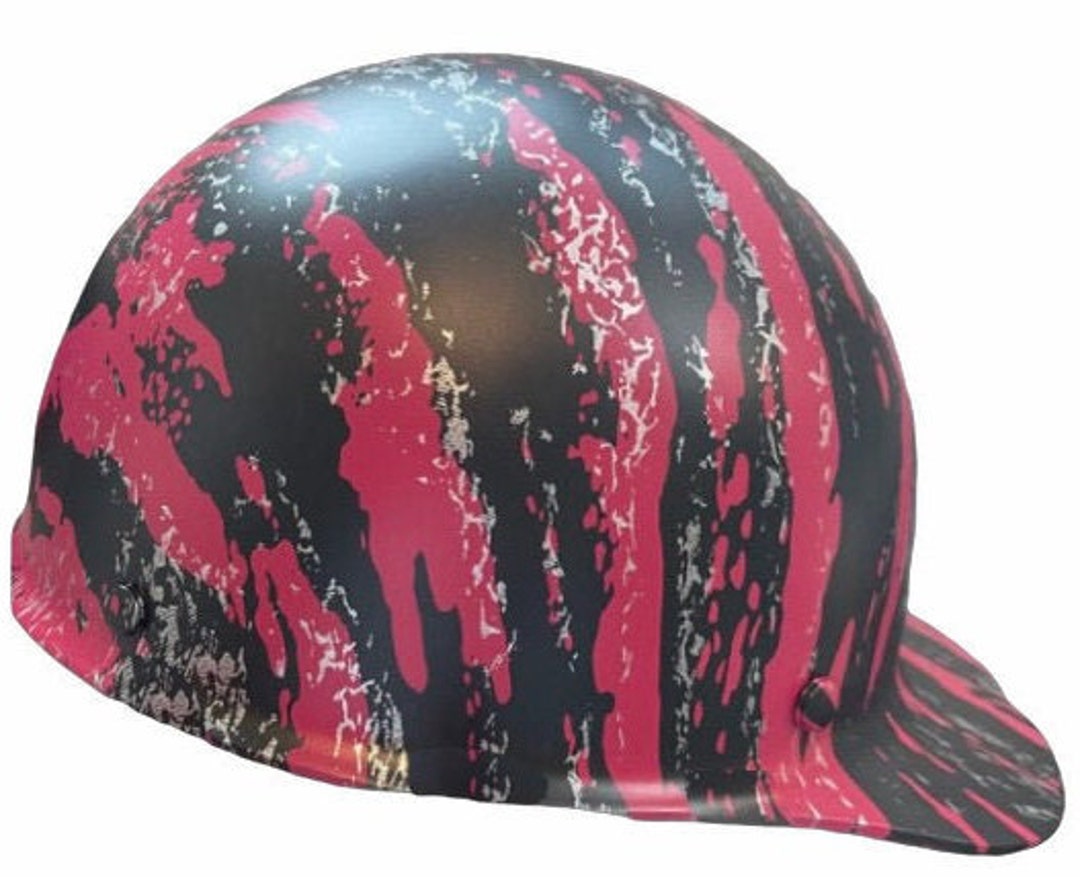Custom Hard Hat Pink Marble Splash MSA Skullgard Cap Style - Etsy