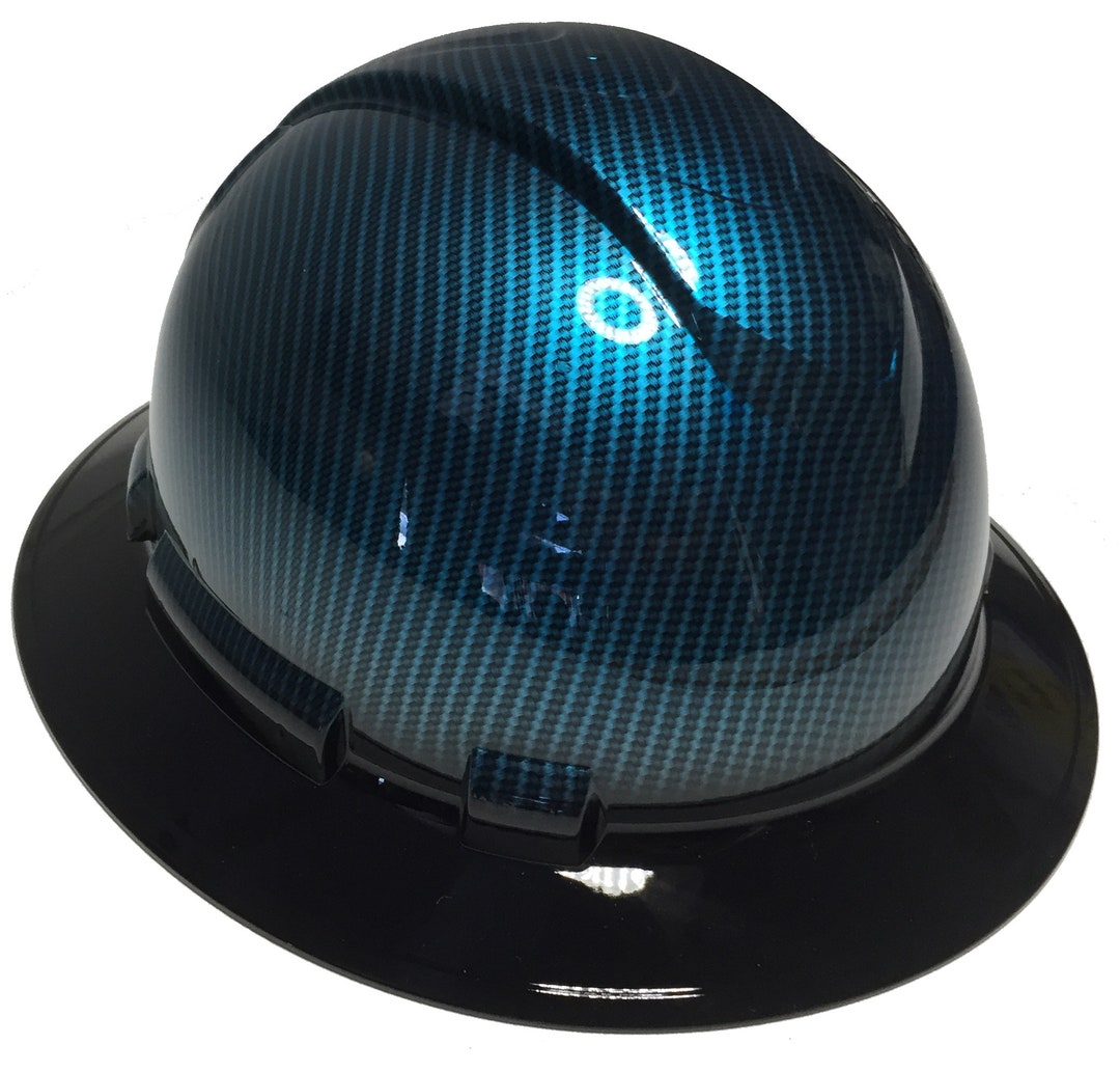 Custom Hard Hat Ridgeline Full Brim Light Blue Kandy Translucent Carbon ...