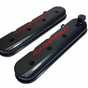 Custom Hydro Dipped LS Valve Covers 241-400 Carbon Fiber With Red ...