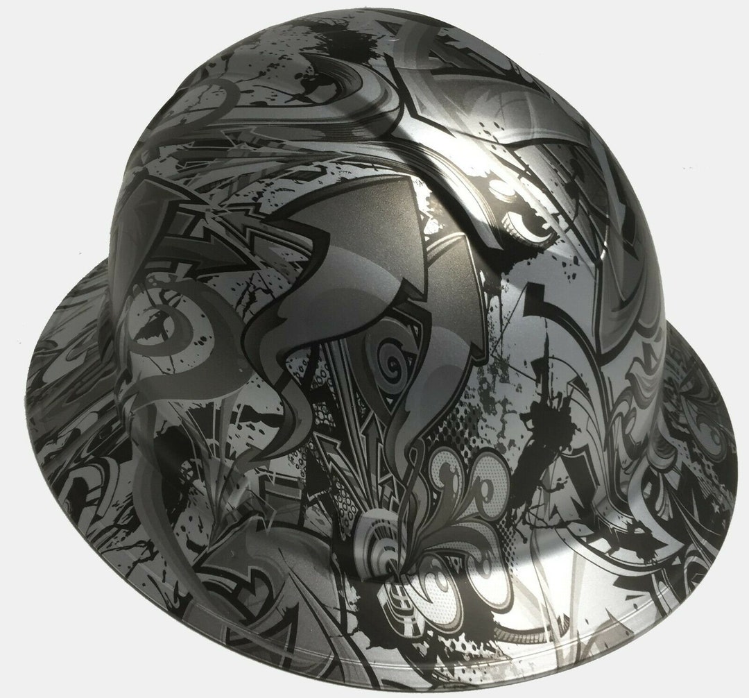 Custom Hard Hat Silver Metallic Graffiti Full Brim Ridgeline - Etsy