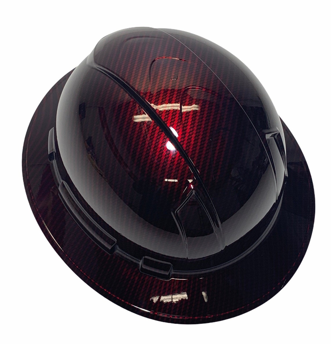 Custom Hard Hat Red Kandy Carbon Fiber Hydro Dipped Full Brim Ridgeline ...