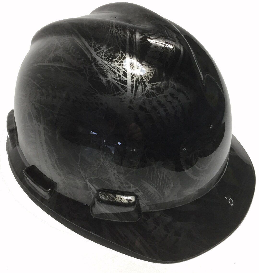 Custom Hard Hat Metallic Graphite Bio Mechanical Hydro Dipped MSA V ...