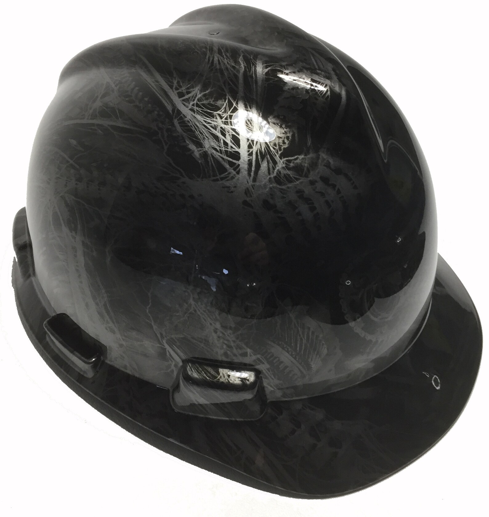 Custom Hard Hat Metallic Graphite Bio Mechanical Hydro Dipped MSA V ...