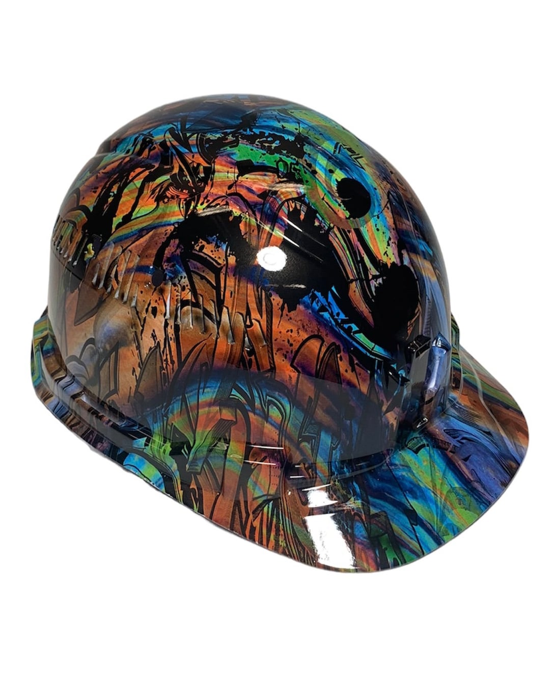 Custom Oil Slick Graffiti Hydro Dipped Klein Tools Hard Hat Cap Style ...