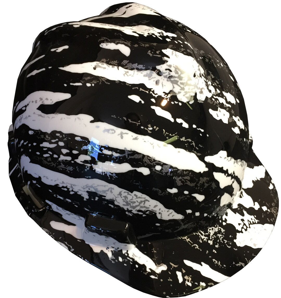 Hard Hat MSA V-gard Cap Style Custom Hydro Dipped White Marble Splash ...