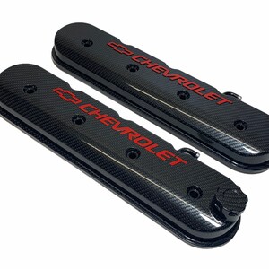 Custom Hydro Dipped LS Valve Covers 241-400 Carbon Fiber With Red ...