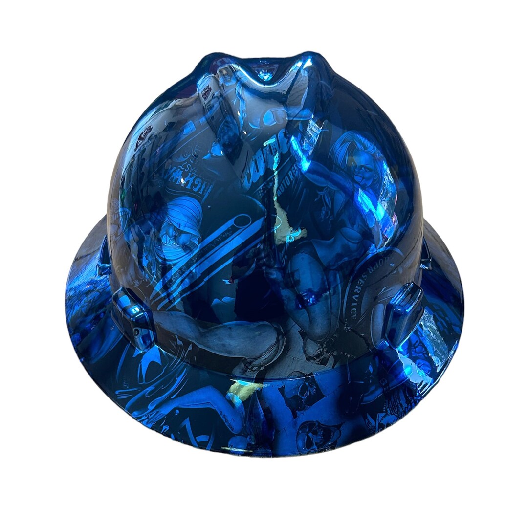 Custom Hard Hat MSA Full Brim Chrome Kandy Blue Naughty Boy - Etsy