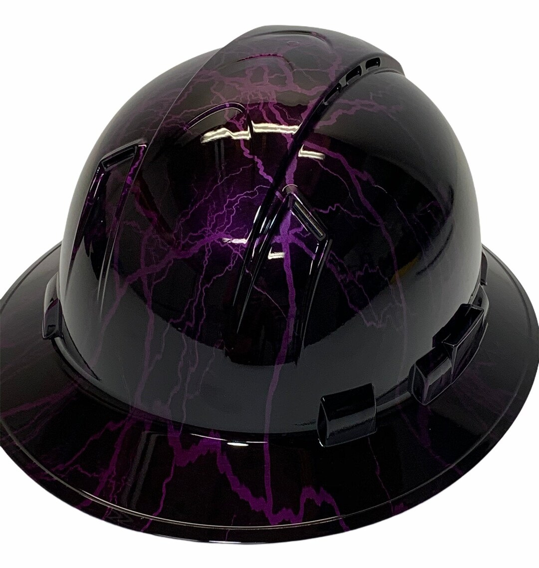 Custom Hydro Dipped Hard Hat Kandy Purple Lightning Full Brim Ridgeline ...