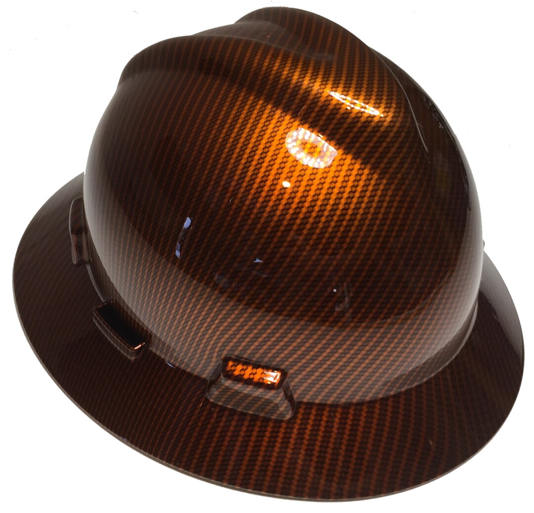 Custom Hard Hat Kandy Copper Carbon Fiber Hydro Dipped MSA V-gard Full ...