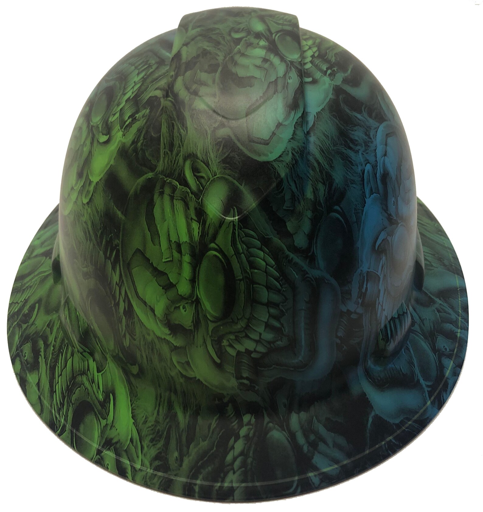 Custom Hard Hat Two Toned Blue & Green Boss Skulls Full Brim - Etsy