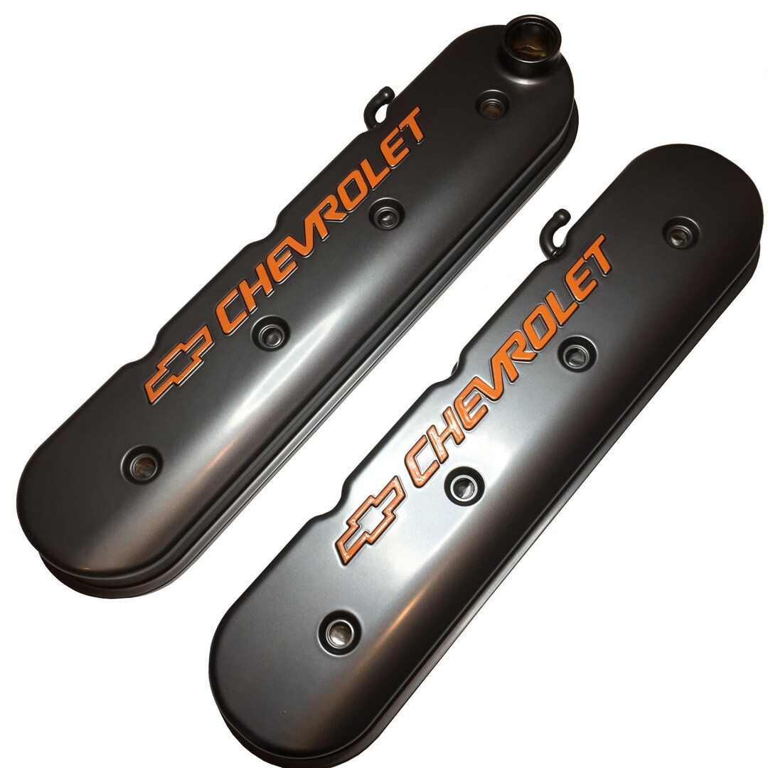 Custom Painted Valve Covers 241-400 Metallic Graphite With Orange ...