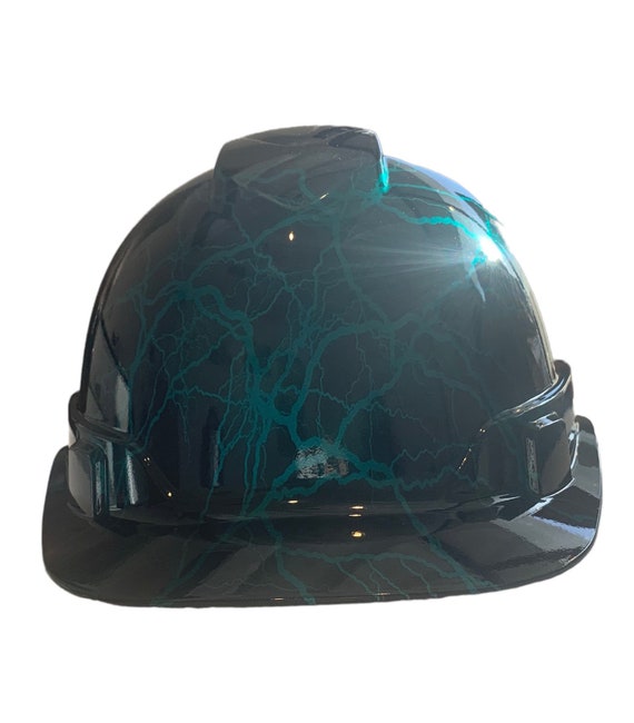 Custom Hydro Dipped Kandy Blue Green Lightning Hard Hat - Etsy