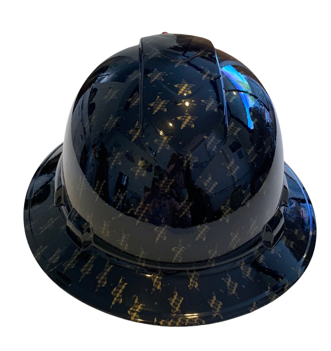Custom Hydro Dipped Gold Carbon Fiber Stars Ridgeline Full Brim Hard ...
