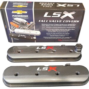 Custom Hydro Dipped LS Valve Covers 241-405 Carbon Fiber With White LS ...