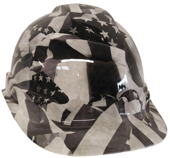 Custom Hydro Dipped Hard Hat White Midnight American Flags Cap - Etsy