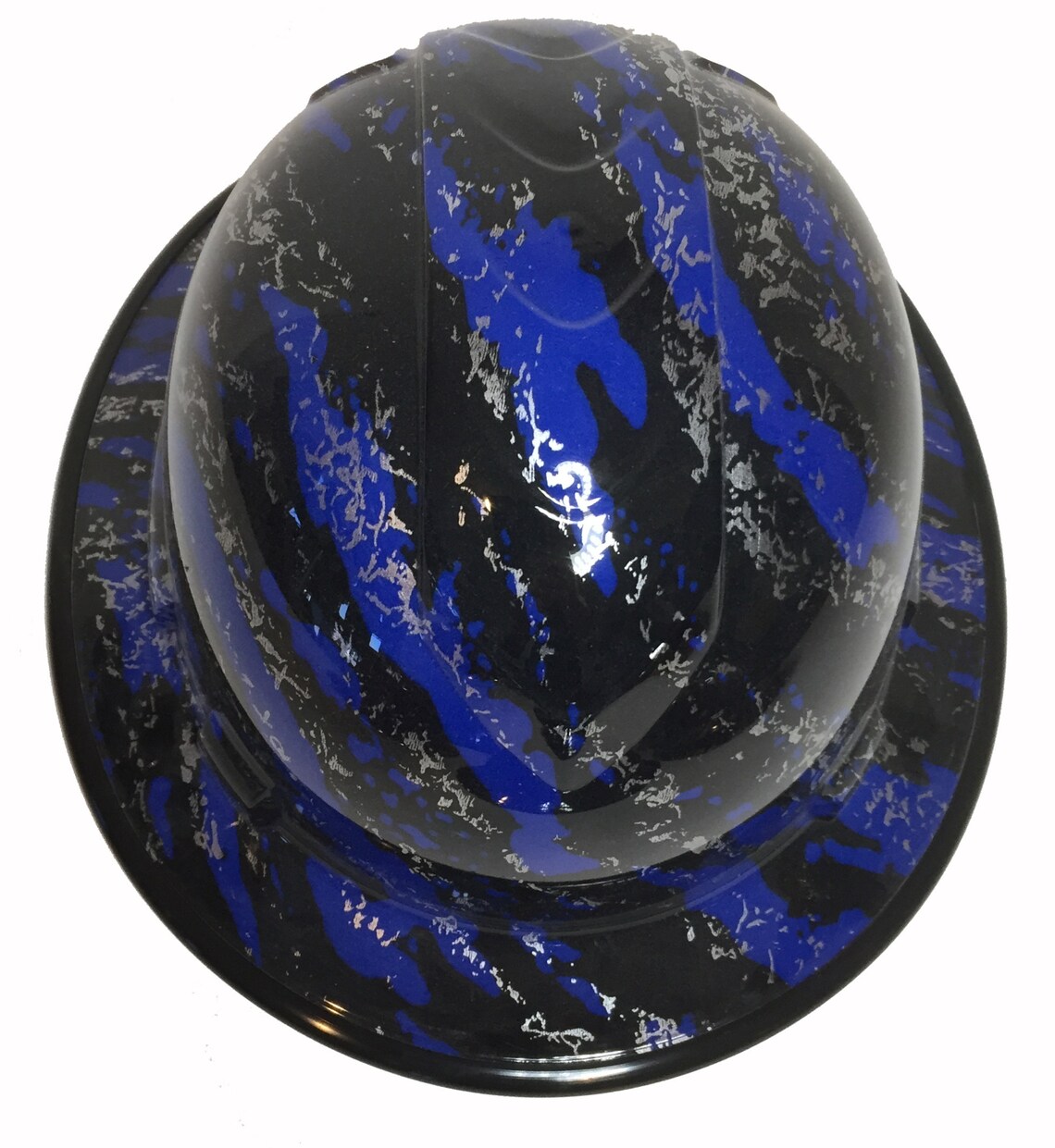 Custom Hydro Dipped Hard Hat Blue Marble Splash Full Brim Ridgeline W ...