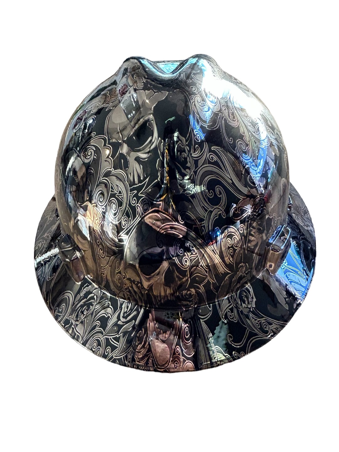 Custom Hard Hat MSA Full Brim Chrome Filigree Skulls - Etsy