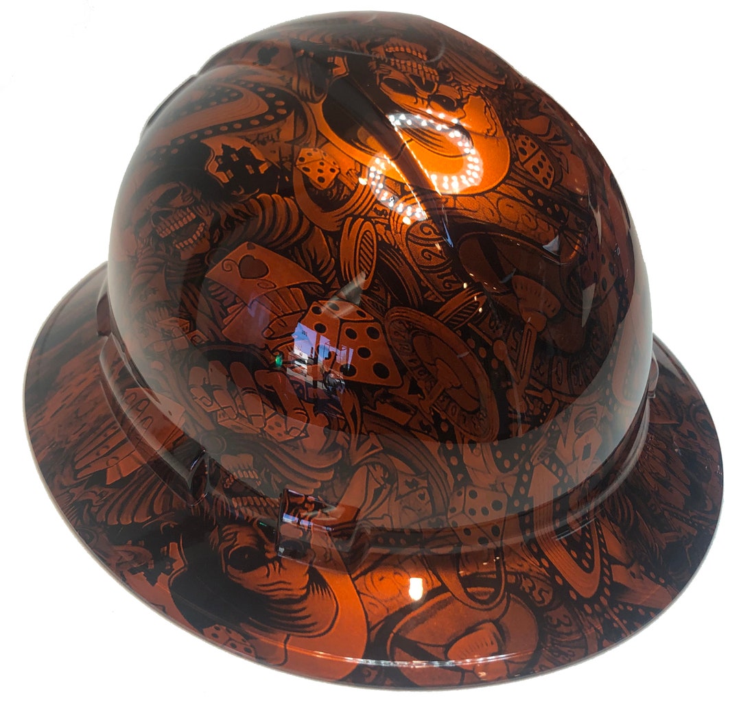 Custom Hydro Dipped Hard Hat Ridgeline Full Brim Orange Kandy Gambler ...